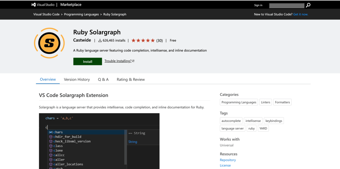 Como instalar Solargraph no VS Code