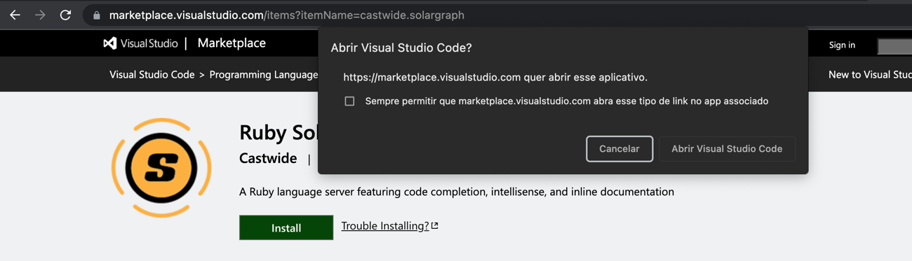 Como instalar Solargraph no VS Code