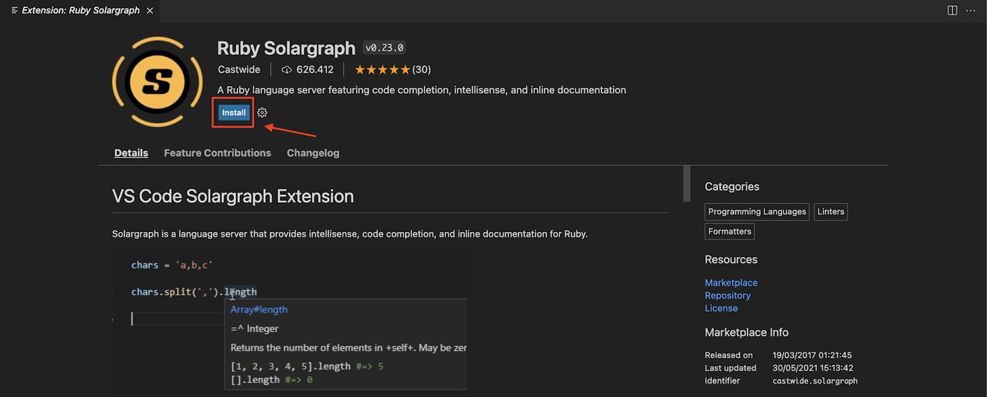 Como instalar Solargraph no VS Code